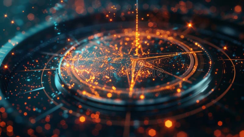 Futuristic Navigation Compass Guiding through Digital Landscape Stock ...