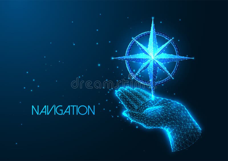 Futuristic Navigation, Life Path Choice Concept with Glowing Low Poly ...