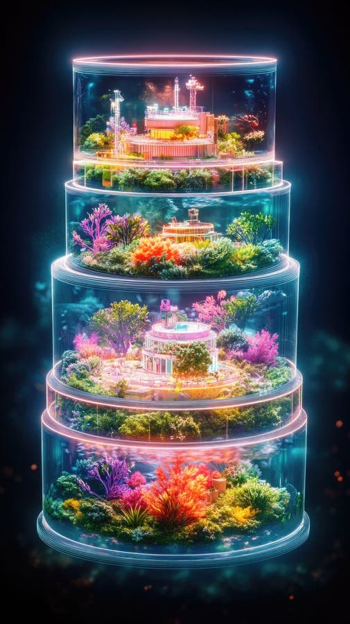 Futuristic Neon Aquatic Ecosystem with Vibrant Coral Structures in ...