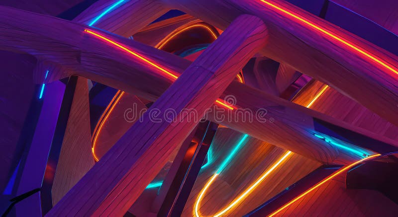 Futuristic Neon Architecture with Vibrant Geometric Patterns and ...