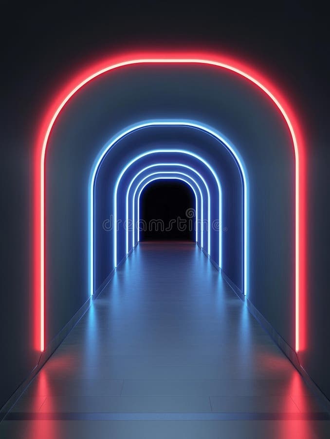 Futuristic Neon Archway Pathway Symbolizing Progress Technology ...