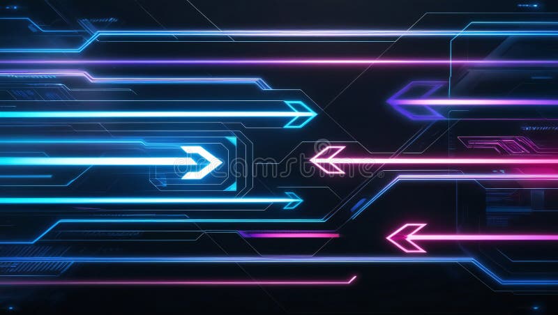 Futuristic Neon Arrows in Digital Tech Environment - AI-Generated Image ...