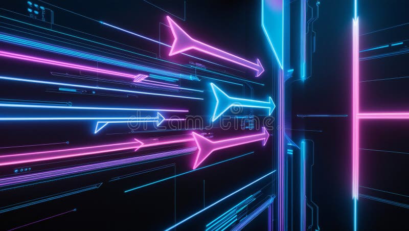 Futuristic Neon Arrows in Digital Tech Environment - AI-Generated Image ...