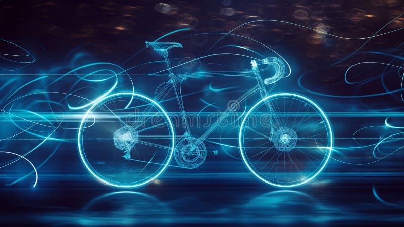 Futuristic Neon Bicycle stock image. Image of speed - 322034731