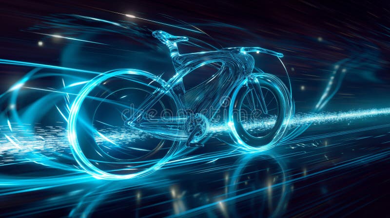 Futuristic Neon Bicycle in Motion Stock Image - Image of vibrant ...