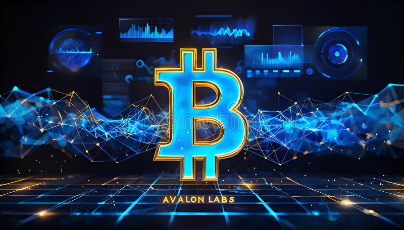 Futuristic Neon Bitcoin Symbol Surrounded by Dynamic Mesh Patterns ...