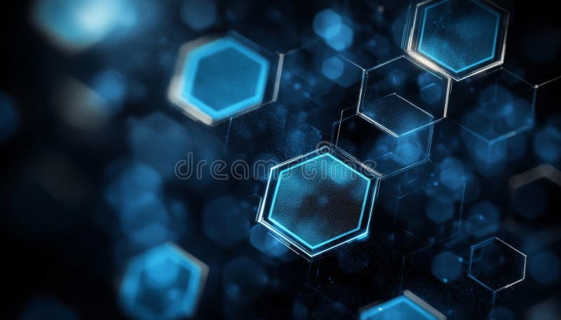 Futuristic Neon Blue Hexagonal Pattern with Connecting Lines, Light ...