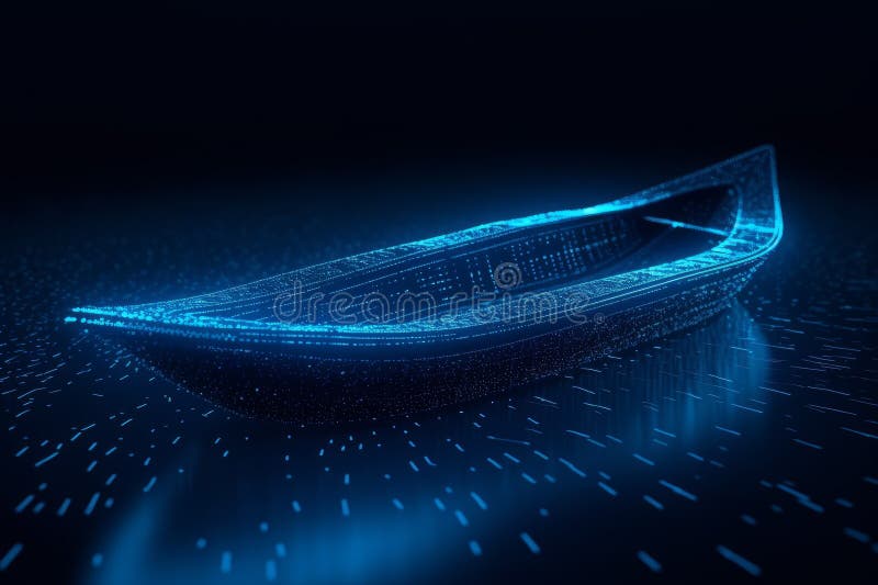Futuristic Neon Boat. Generate Ai Stock Illustration - Illustration of ...