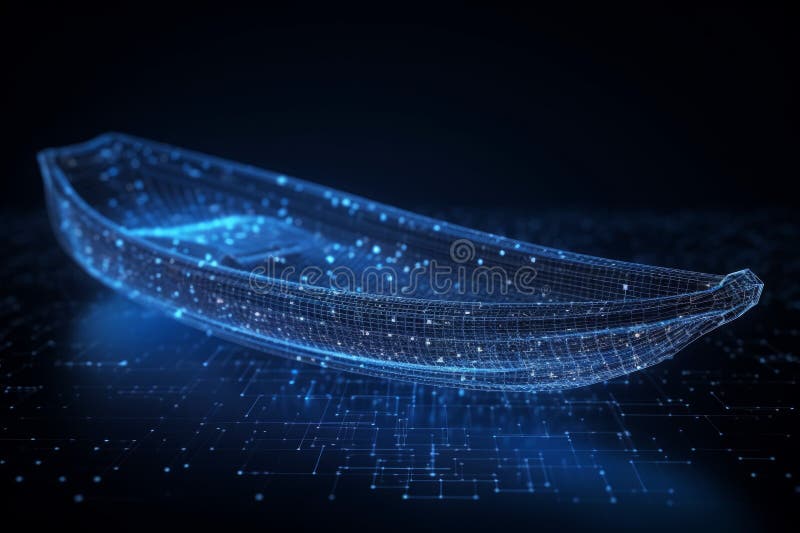 Futuristic Neon Boat. Generate Ai Stock Illustration - Illustration of ...