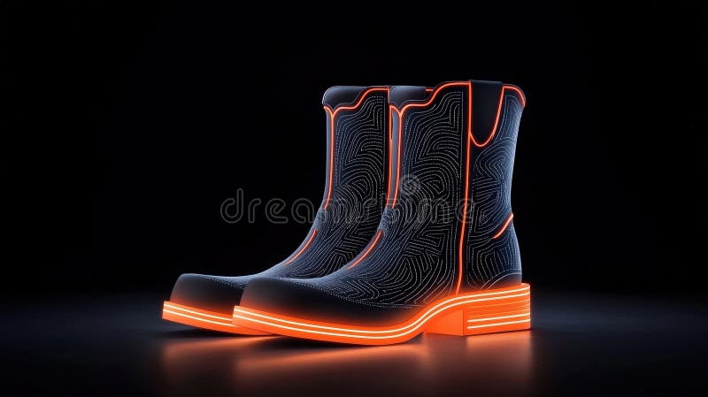 Futuristic Neon Boots with Intricate Pattern and Vibrant Light Effect ...