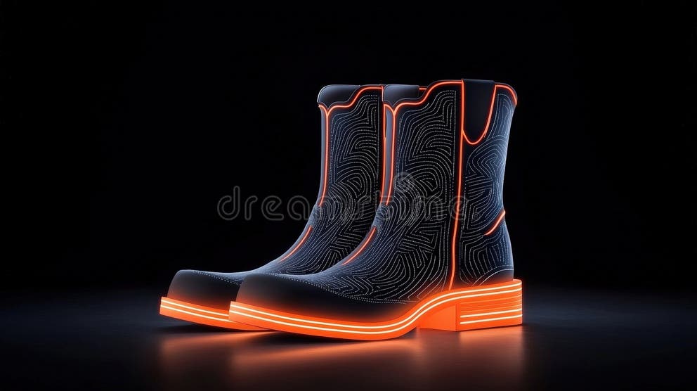 Futuristic Neon Boots with Intricate Pattern and Vibrant Light Effect ...