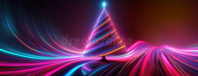 Futuristic Neon Christmas Tree. a Digitally Rendered Christmas Tree ...