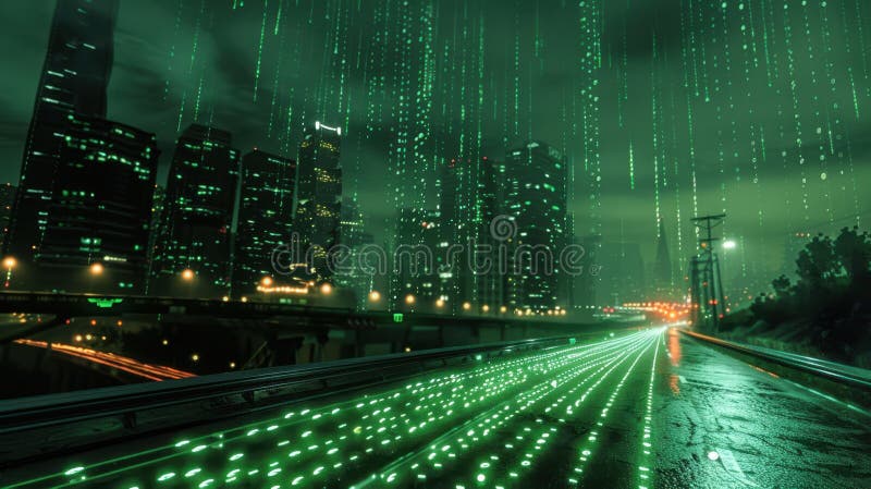 A Futuristic Neon Cityscape. AI Generated Stock Illustration ...