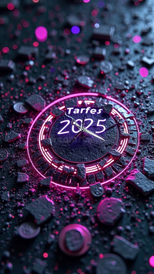 Futuristic Neon Clock Design with Cyber Aesthetic for 2025 Stock Photo ...