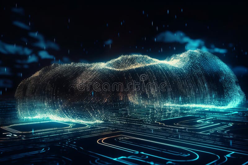 Futuristic Neon Cloud with Binary Trail: a High-Tech Marvel Stock ...