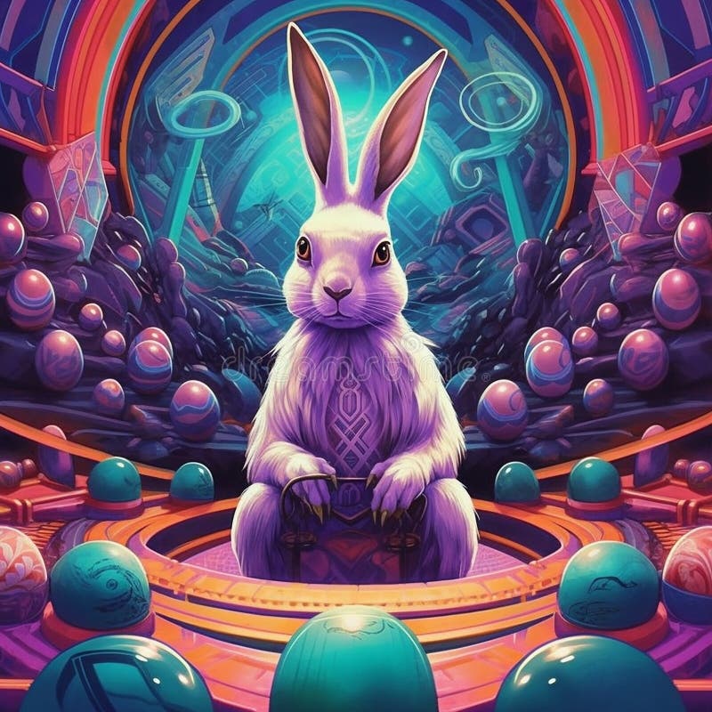 Cyberpunk Designed Easter Bunny Concept with Neon Colors. Stock ...