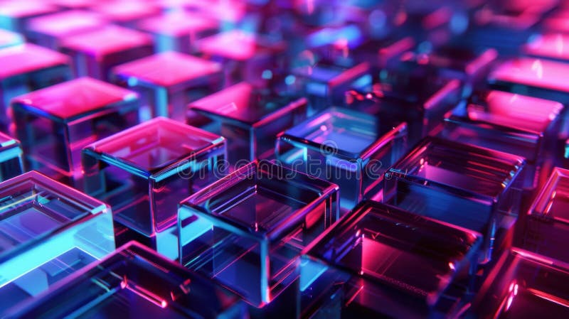Futuristic Neon Cubes Abstract Background - Modern 3D Design Stock ...