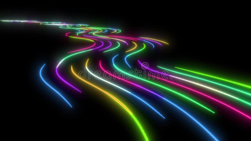 Futuristic Neon Curve Road Track 3d Stock Illustration - Illustration ...