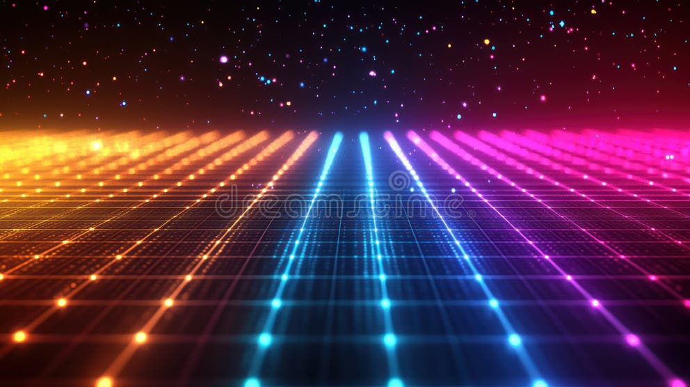 Futuristic Neon Cyber Grid Wallpaper with Intricate Geometric Patterns ...