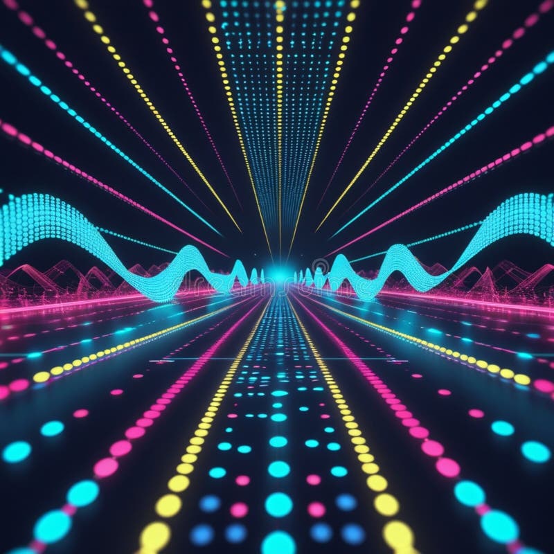 Futuristic Neon Cyber Highway, Digital Data Flow, and Virtual Reality ...
