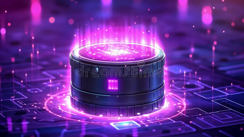 Futuristic Neon Data Storage Concept with Glowing Digital Interface ...