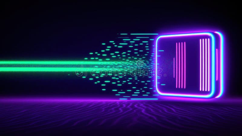 Futuristic Neon Data Transfer Digital Book Sci Fi Glow Energy Stock ...