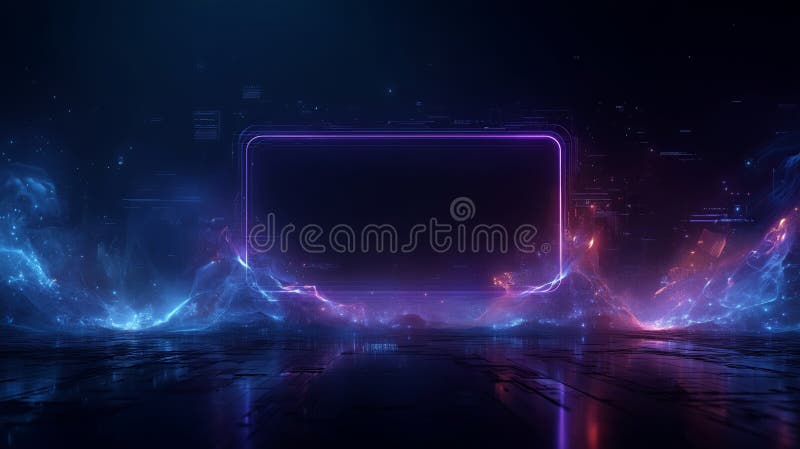 Futuristic Neon Digital Frame in Cyber Space Stock Image - Image of ...