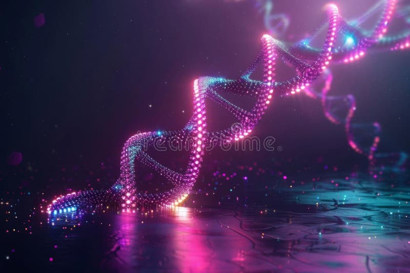 Futuristic Neon Dna Double Helix Abstract Stock Illustration ...