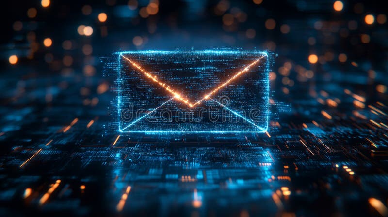 Futuristic Neon Email Envelope Icon Digital Space Stock Photos - Free ...
