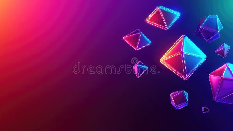Futuristic Neon Energy Abstract Banner with Geometric Shapes on ...