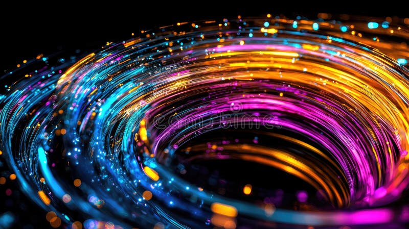 Futuristic Neon Fiber Light Trails in Motion Blur Effect Stock Image ...
