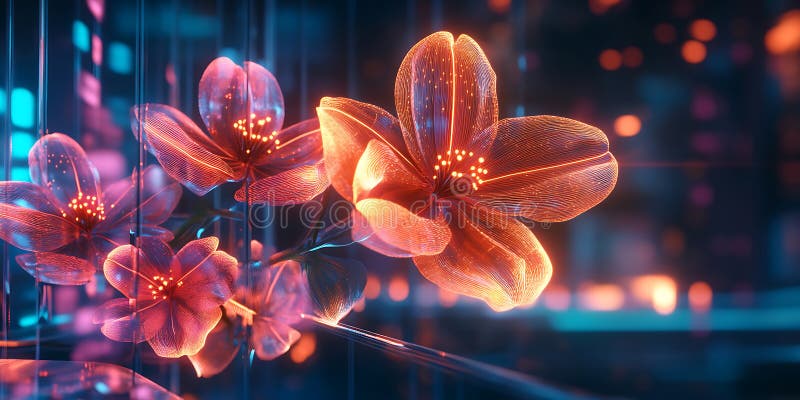 Futuristic Neon Flower Background with Glowing Petals Stock ...