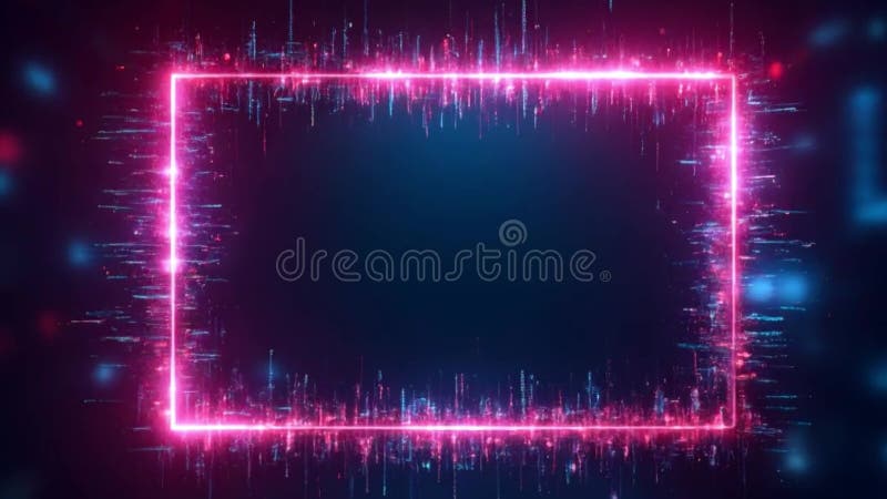 Futuristic Neon Frame with Data Stream for Presentations and Visual ...