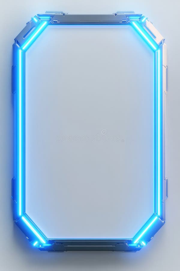 Futuristic Neon Frame Glowing Blue Light for Creative Design Projects ...