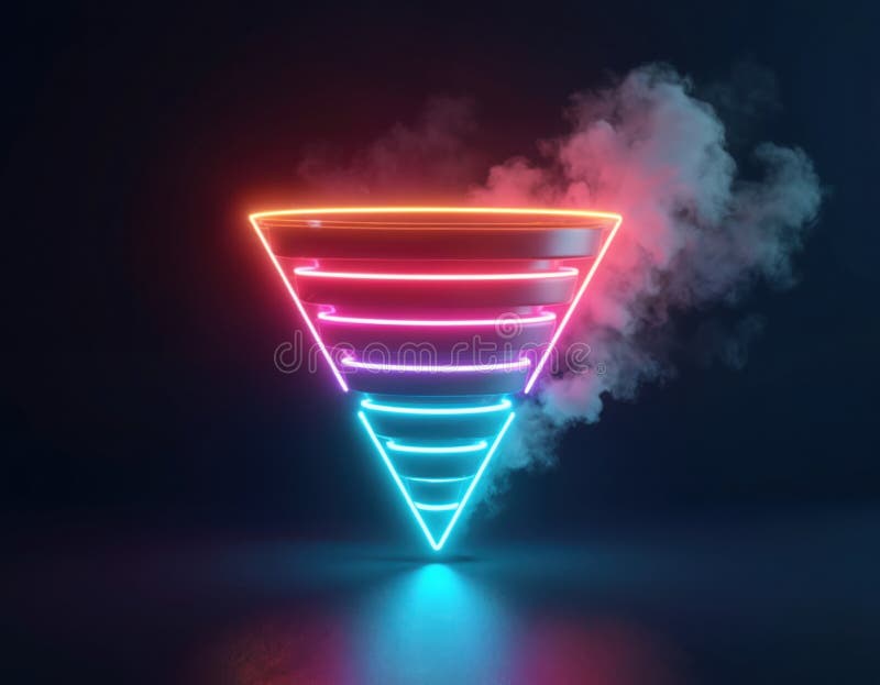 Futuristic Neon Funnel Shape with Glowing Lines, Smoke Effect. Vibrant ...