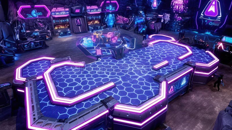 Futuristic Neon Gaming Arena Design Stock Illustration - Illustration ...