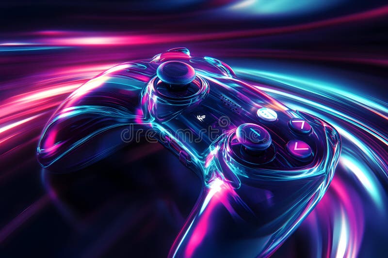 Futuristic Neon Gaming Controller with Vibrant Glowing Lights and ...