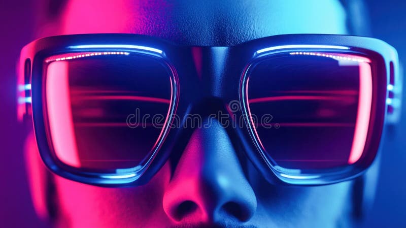 Futuristic Neon Glasses with Symmetrical Composition Stock Illustration ...