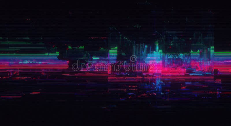 Futuristic Neon Glitch Art with Vibrant Abstract Digital Patterns and ...