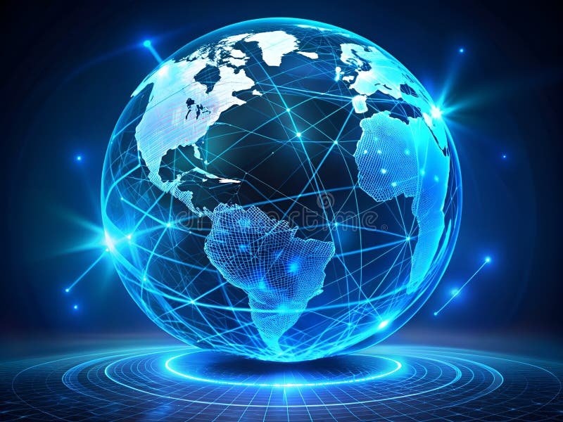 Futuristic Neon Globe a Visual Symphony of Digital Mapping and Pulsating Energy Stock ...