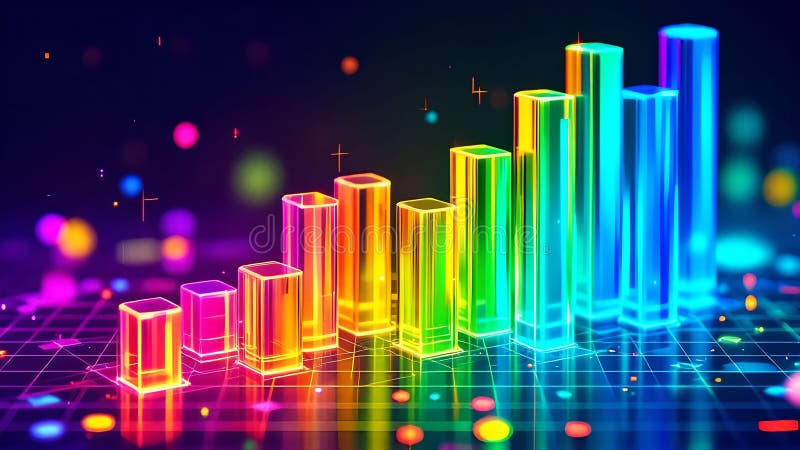 A Futuristic, Neon-glowing Bar Graph with a Smooth Upward Trend ...