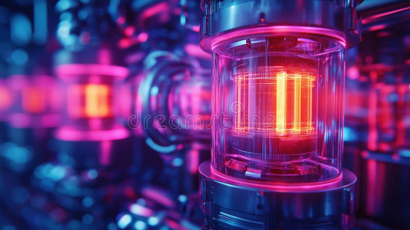Futuristic Neon Glowing Reactor Core in High Tech Industrial Setting ...