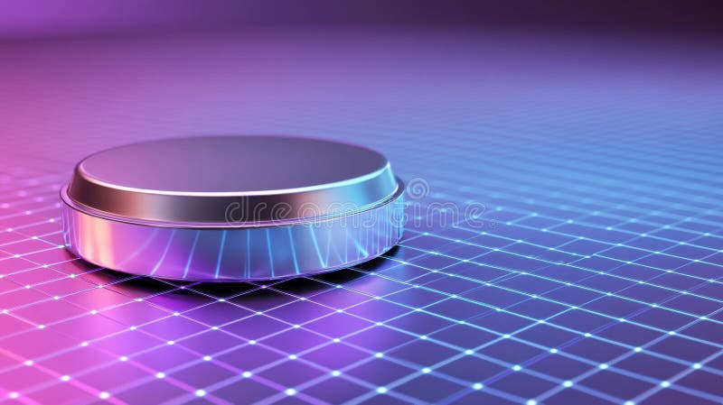 Futuristic Neon-Glowing Smart Platform on Digital Grid Background Stock ...