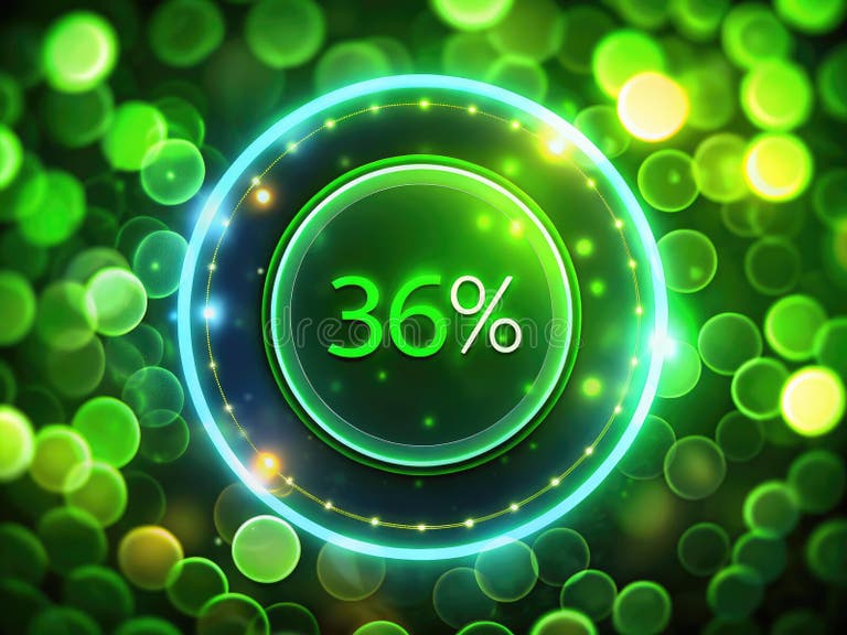 Futuristic Neon Green Progress Ring at 36 Complete a Vibrant Loading ...