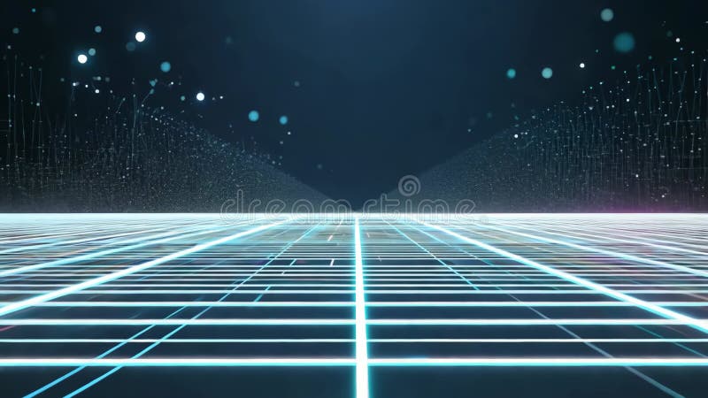 Futuristic Neon Grid with Abstract Blue Light Patterns in Digital ...