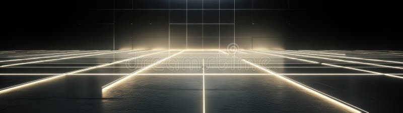 Futuristic Neon Grid Landscape with Bright Light Reflection Stock Photo ...