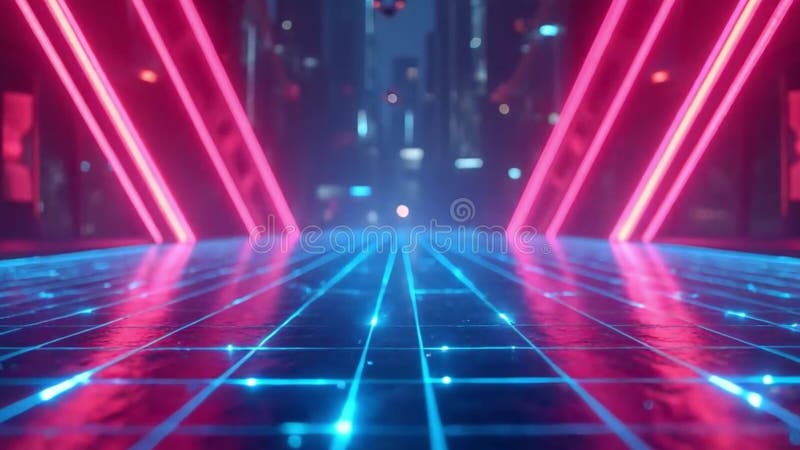 Futuristic Neon Grid with Triangle Accents: Dynamic Motion Graphics for ...