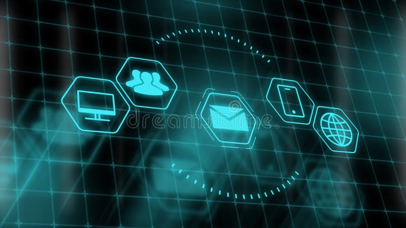 Futuristic Neon Hologram Email and Envelope Icon. Tool for ...
