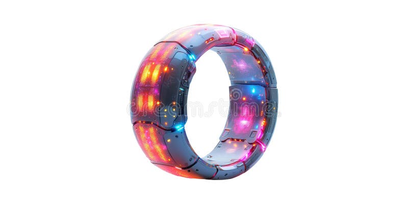 Futuristic Neon-Illuminated Ring Device. Advanced Technology and ...