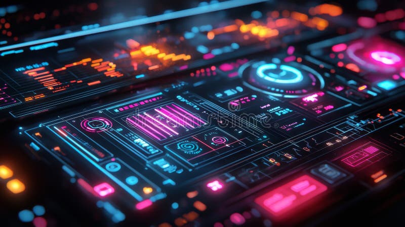 Futuristic Neon Interface Control Panel Stock Image - Image of ...